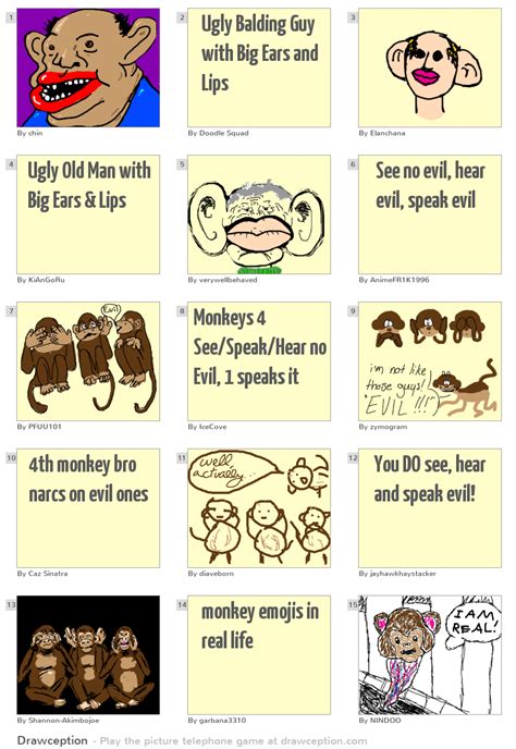 Ugly Balding Guy With Big Ears And Lips Drawception