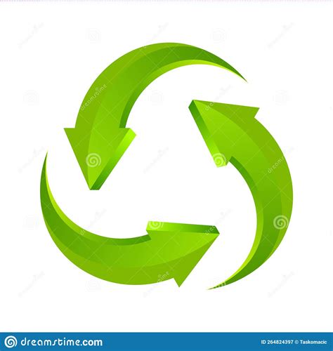 Green 3d Arrows Rotation Circle Arrow Looping Three Eco Arrows In A Cycle Cartoon Vector