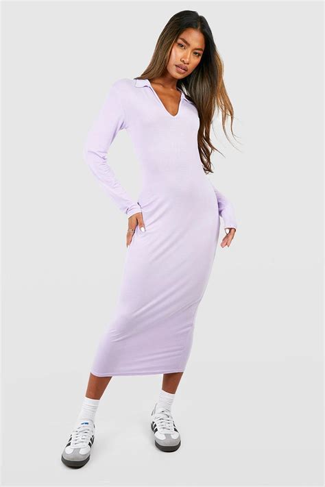 Collared Long Sleeve Midi Dress Boohoo Usa