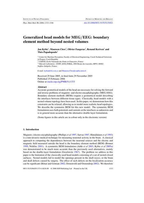 Pdf Generalized Head Models For Megeeg Boundary Element Method
