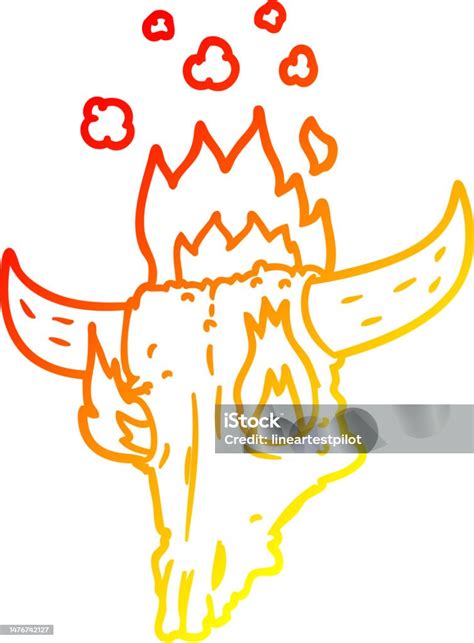 Dessin Au Trait Dégradé Chaud Dun Dessin Animé Effrayant Sur Le Crâne