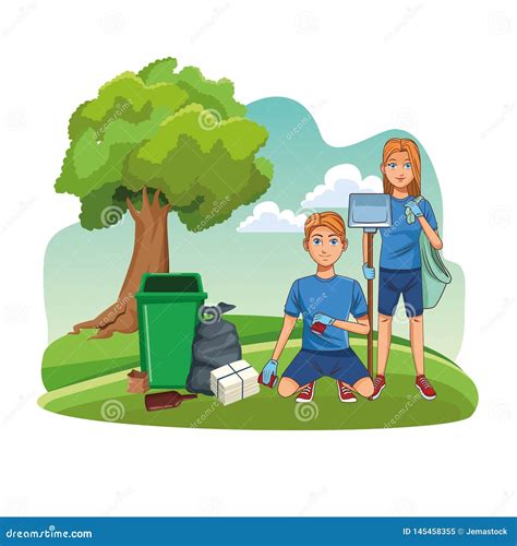 Volunt rios Da Limpeza Do Parque Ilustração do Vetor Ilustração de