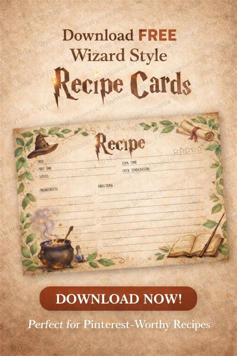 Wizard Recipe Card Printable Magical Recipe Template Fantasy Recipe