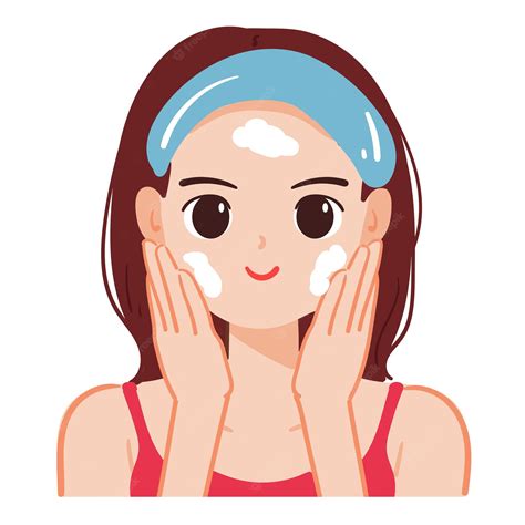 Premium Vector Cute Girl Illustration Washing Her Face