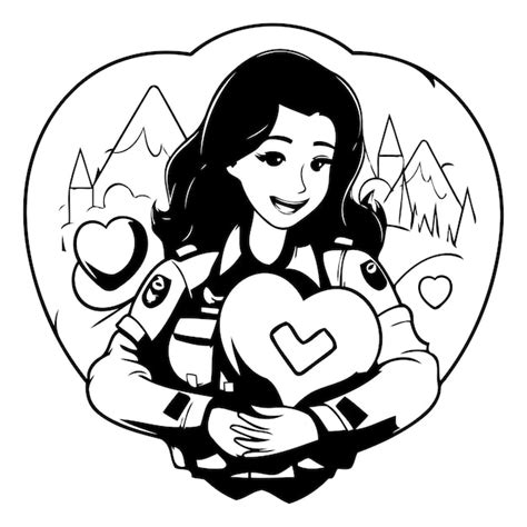 Premium Vector Beautiful Young Woman With A Red Heart In Her Hand Vector Illustration