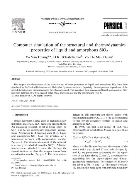pdf computer simulation of the structural and thermodynamics