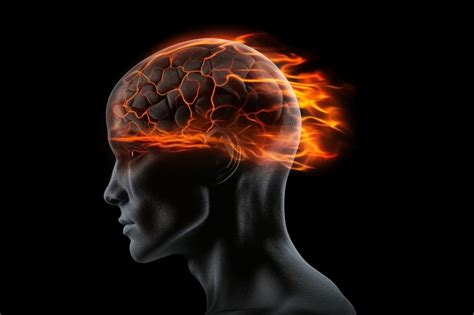 Premium Ai Image A Burning Head Of A Person With A Burning Brain On It