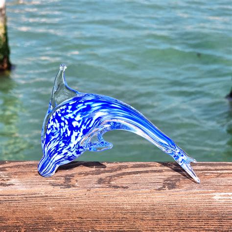 Dolphin Figurine Blue Sommerso Orginal Murano Glass Omg