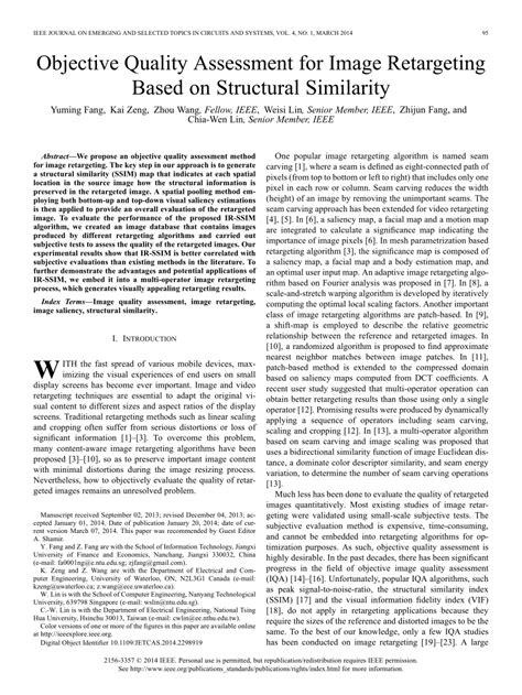 Pdf Objective Quality Assessment For Image Retargeting Based On