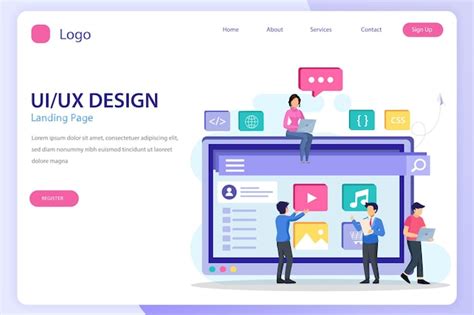 Premium Vector UI UX Design Concept UI UX Landing Page Website Flat