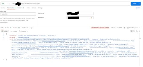 error while calling rest api in erpnext installed site erpnext