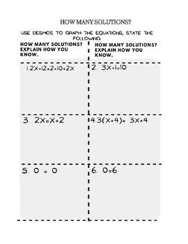 How Many Solutions Solution No Solution Infinite Solutions TPT