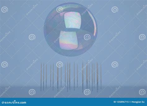 Steel Needle Array And Bubble 3d Illustration Stock Illustration