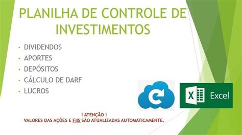 Planilha Controle De Investimentos Ações E Fiis