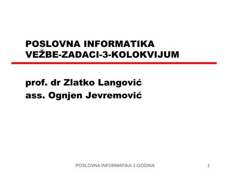 Pdf Poslovna Informatika VeŽbe Zadaci 3