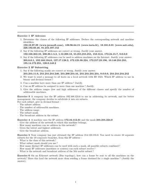 Tdadressage | PDF | Ip Address | Computer Network