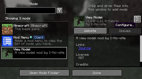 View Model Minecraft Mod