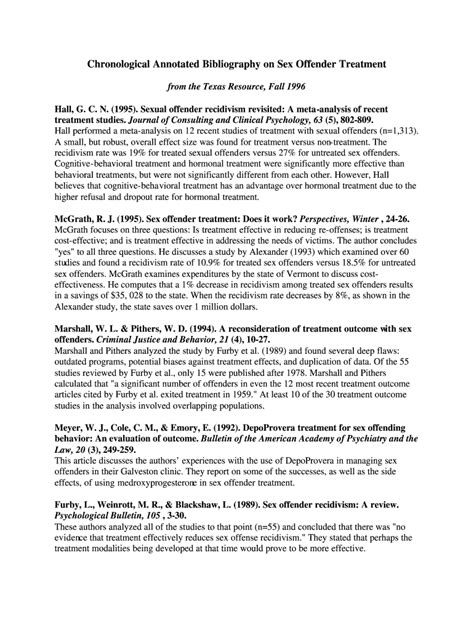 Fillable Online Chronological Annotated Bibliography On Sex Offender