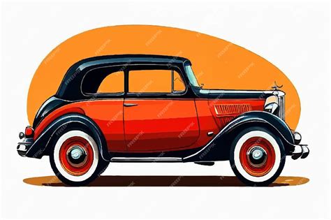 Vintage Classic Car On White Background Vector Illustration Vintage Car
