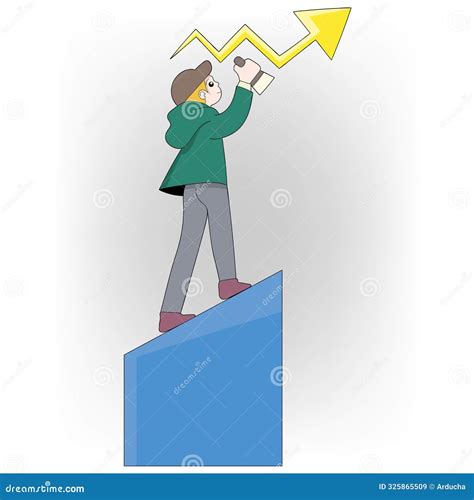 Determined Businessman Climbing A Graph With An Upward Arrow Stock