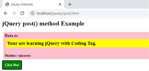 Jquery Ajax Post Method Codingtag