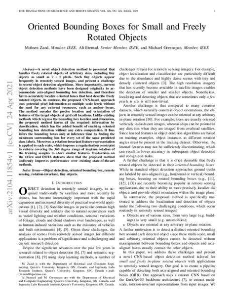 Pdf Oriented Bounding Boxes For Small And Freely Rotated Objects