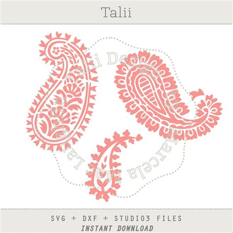Paisley Stencil Svg Cutting Files Digital 3 Indian Stencils Arabesques