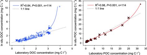 Relationships Between Laboratory And In Situ Measurements Of Doc And