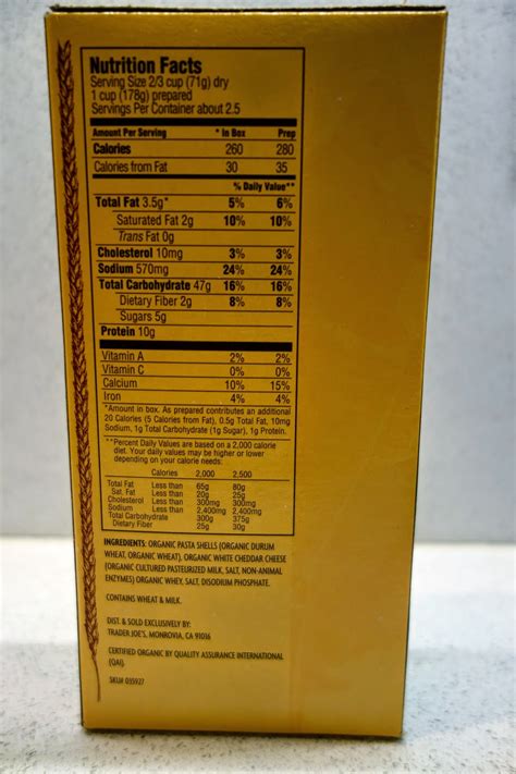 Trader Joe S Organic Shells And White Cheddar Macaroni Cheese