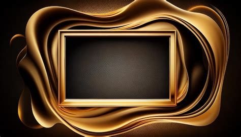 Premium Photo Rectangular Golden Frame With Abstract Backdrop