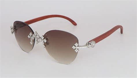 Moissanite Diamond Set Rimless Sunglasses Womans Big Stones Diamond