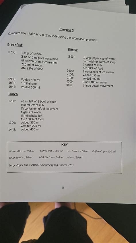 [solved] exercise 3 complete the intake and outpu