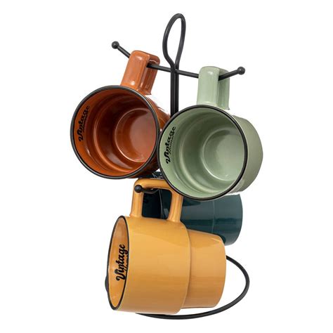 Tasse En Céramique Sur Support Be Vintage 250 Ml Lot De 4 Secret De