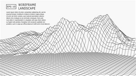 Premium Vector Wireframe Terrain Polygon Landscape Design Futuristic