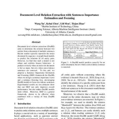 Document Level Relation Extraction With Sentences Importance Estimation