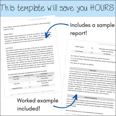 Dash Speed Of Handwriting Ot Assessment Report Template Occupational Therapy
