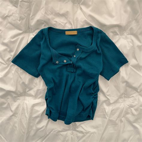 언니가간다 허리라인굿 찜 골지 셔링 반팔티 반팔 티셔츠 스퀘어넥 옆셔링 라운드밑단 반팔 이너 버튼