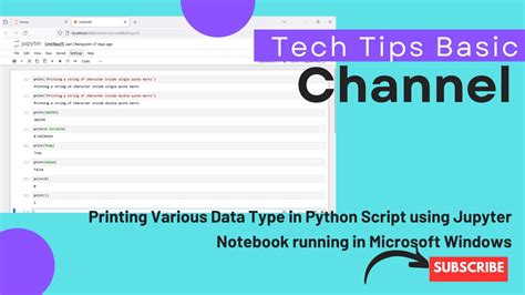 printing various data type in python script using jupyter notebook running in microsoft windows