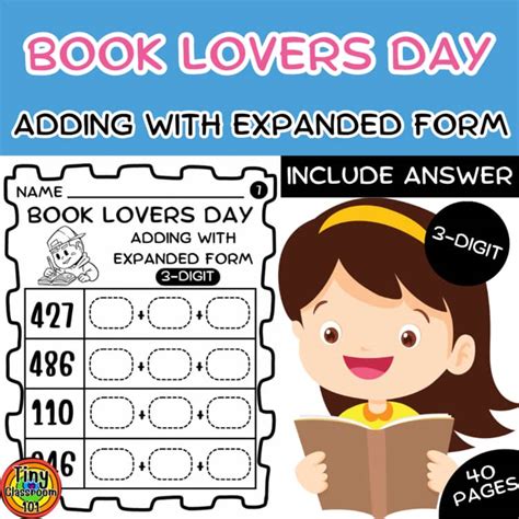 Book Lovers Day Math Worksheets Adding With Expanded Form 3 Digit Numbers