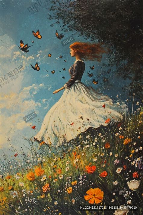 Ai创作图蝴蝶与仙境 浪漫意境遐想画 唯美印象画 梦幻风景女孩 优美意境画 Tif唯美油画 唯美人物油画 唯美意境画 唯美艺术画 蝴蝶梦幻境界 蝶恋花油画 蝴蝶仙境 写实唯美插画 花丛女人背影