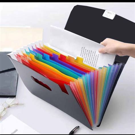 Ayktou 12 Pocket A4 Portable Expanding File Folders With Plastic Handle