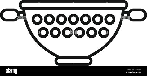 Wash Metal Colander Icon Outline Vector Cooking Element Design Metal Tool Stock Vector Image