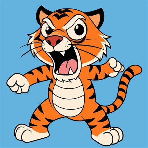 Premium Photo Cute Tiger Cartoon Roaring Vector