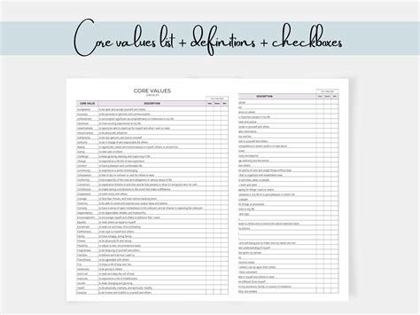 Identifying Core Values Worksheets Clarification Core Values Cbt