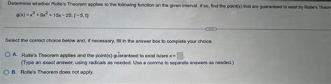 Solved Determine Whether Rolle S Theorem Applies To The Chegg