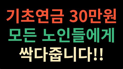 기초연금 30만원 모든 노인들에게 싹다줍니다 Youtube