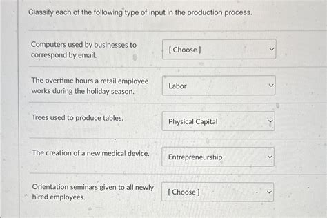 Classify Each Of The Following Type Of Input In The
