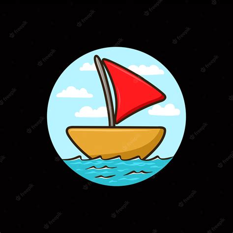 Premium Vector Cute Sailboat Cartoon Vector Illustration