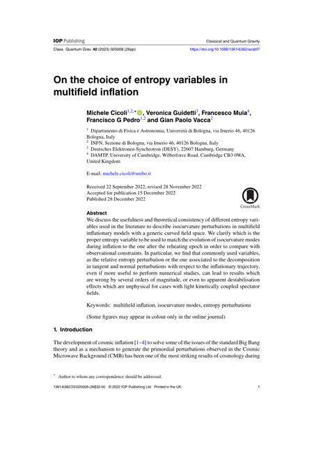 On The Choice Of Entropy Variables In Multifield Inflation Request Pdf