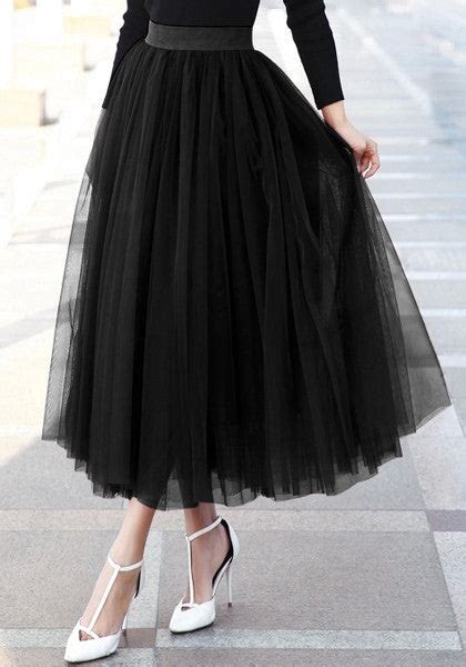 Black Tulle Midi Skirt Lookbook Store